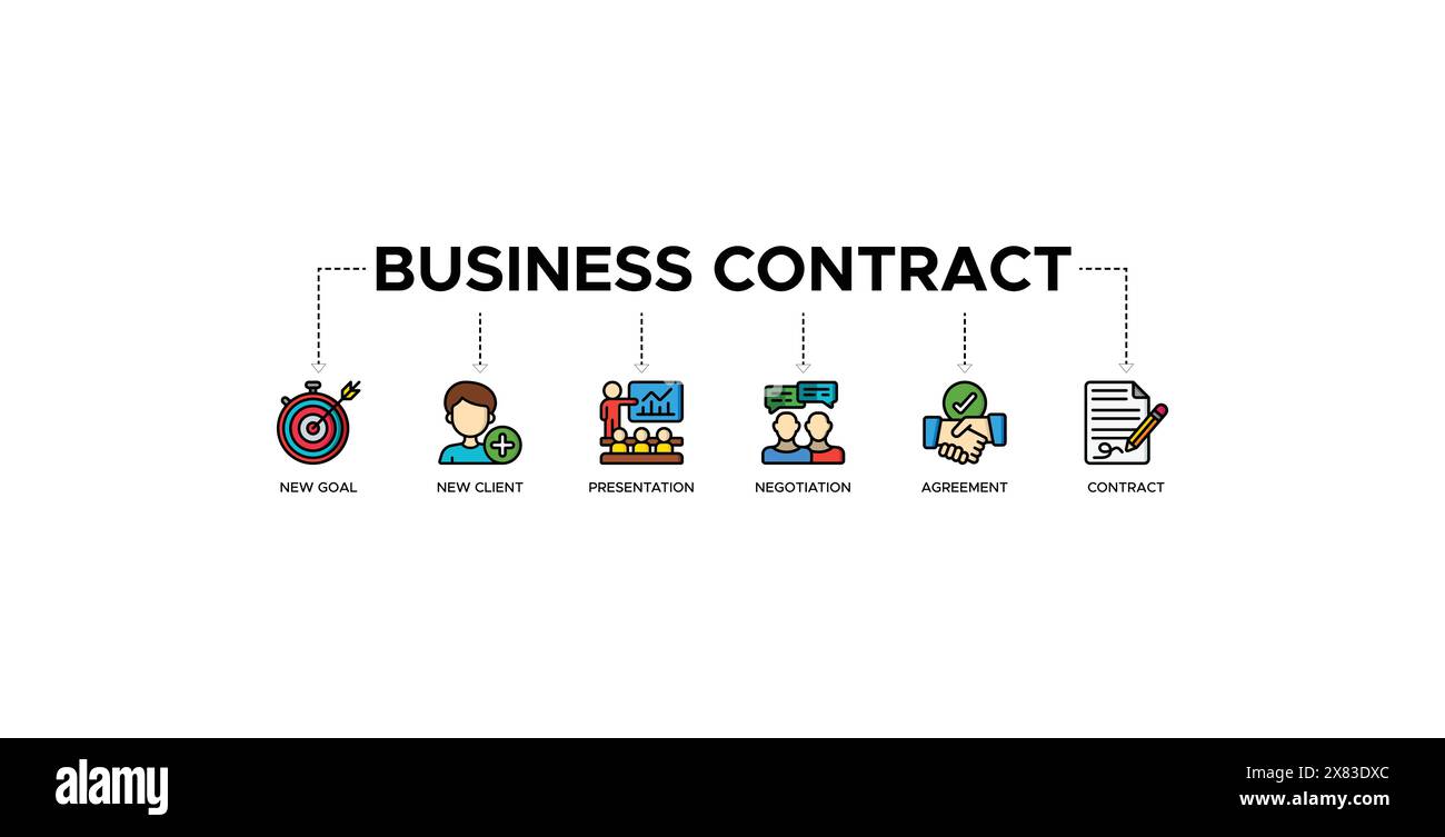 Business contract banner web icon vector illustration concept Stock ...