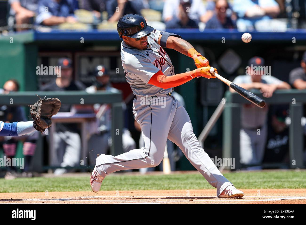 May 22, 2024: Detroit Tigers designated hitter Andy Ibanez (77) flies ...