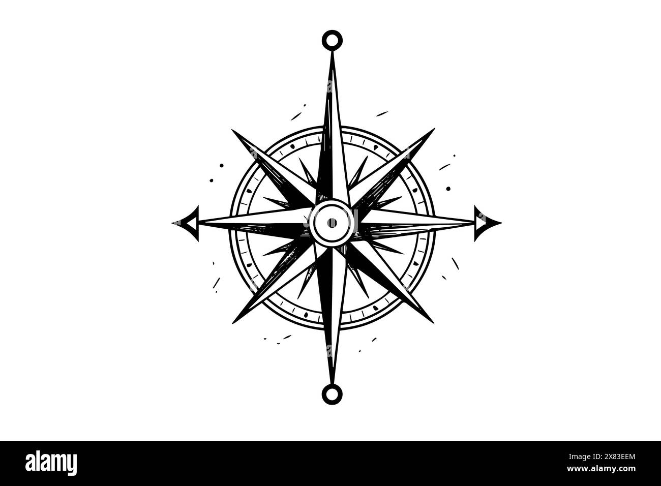 Retro engraved icon with gold compass engraved. Vintage vector ...