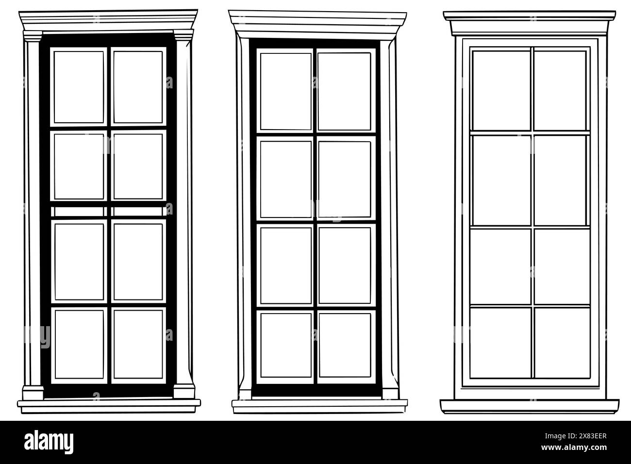 Hand-drawn Window Sketch. Vintage Vector Illustration of an Close Frame ...