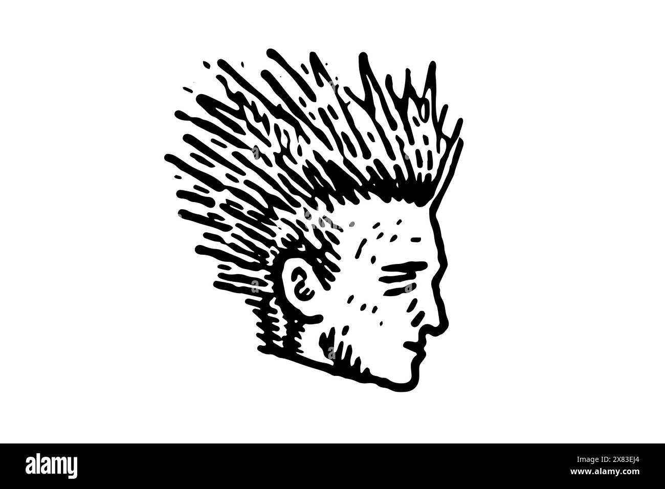 Vintage Punk Vector: Engraved Illustration of Mohawked Head. Icon ...