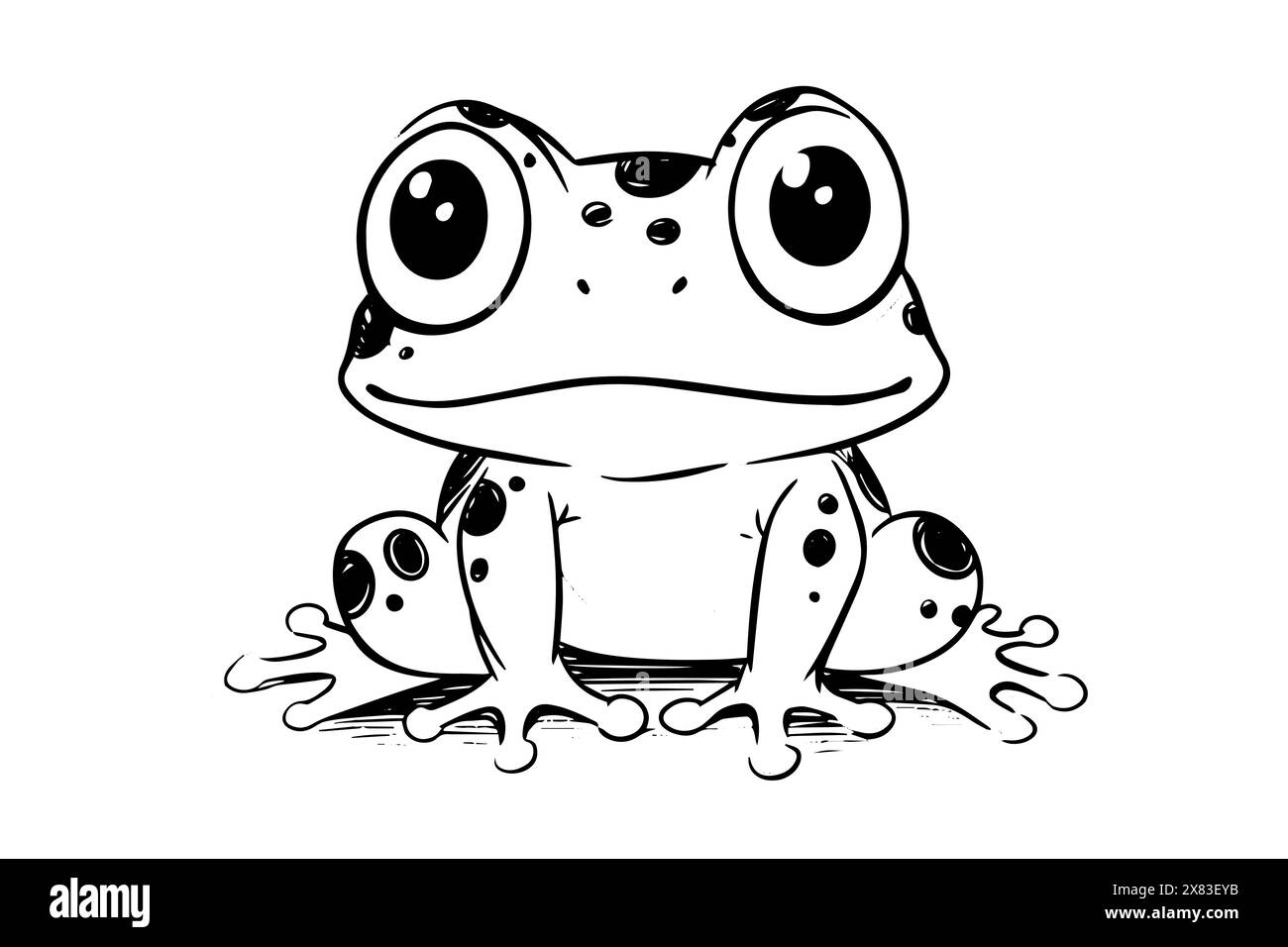 Cute frog or toad, animal art. Vintage vector drawing, etching ...