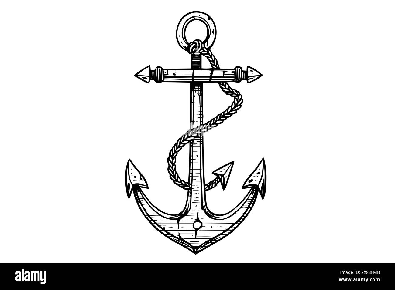 Sea anchor hand drawn ink sketch. Engraved retro style vector ...