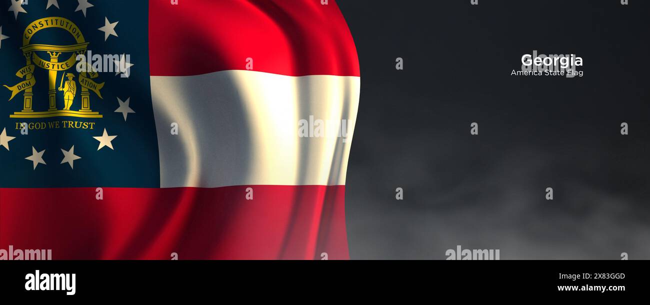 Flag of the State of Georgia. American state flag on a dark background ...