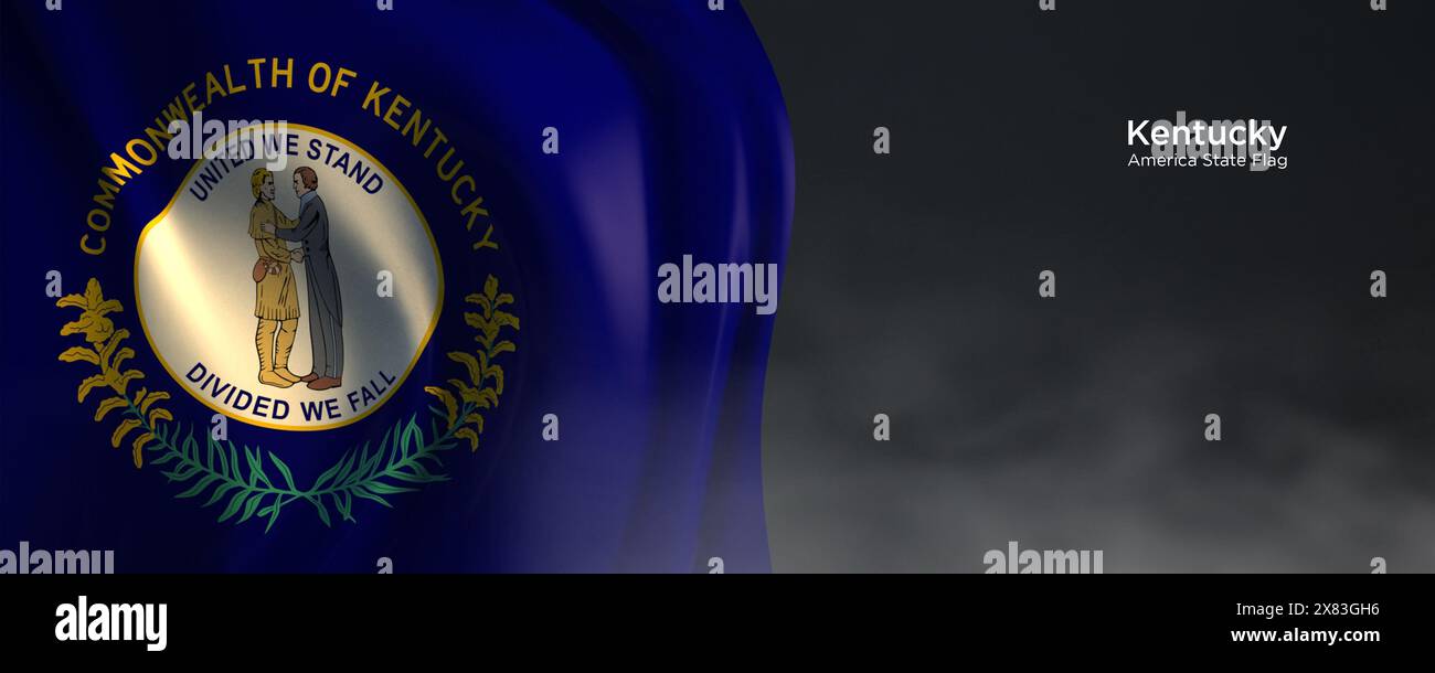 Flag of the State of Kentucky. American state flag on a dark background ...