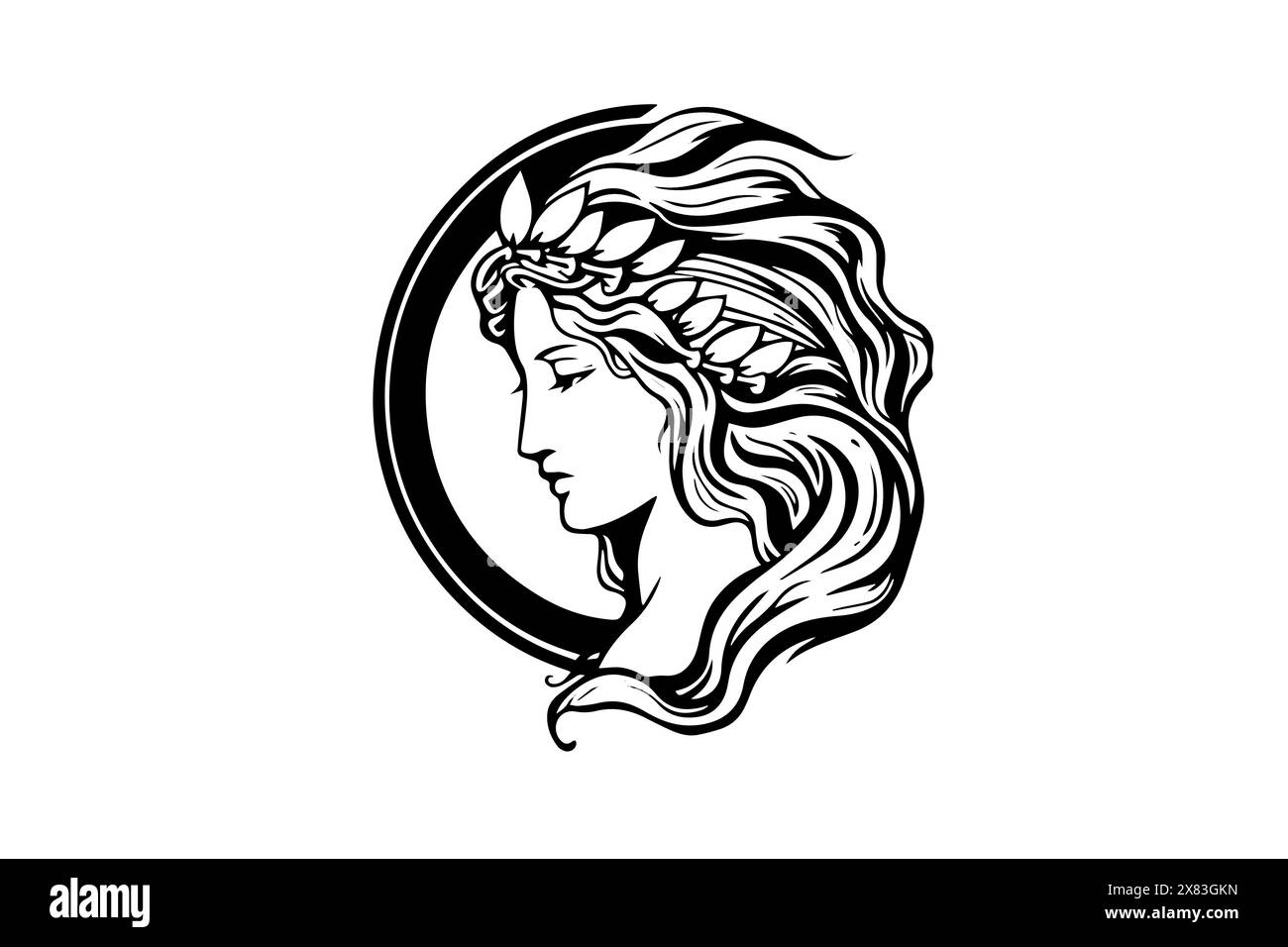 Aphrodite head hand drawn ink sketch. Engraved style vector ...
