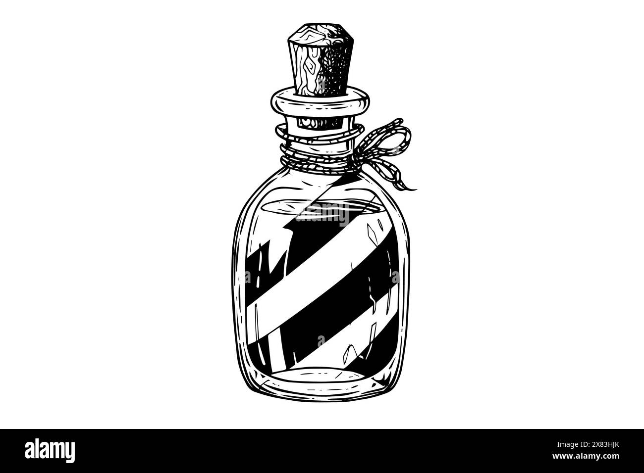 Magic bottle with potion hand drawn ink sketch. Engraved style vector ...