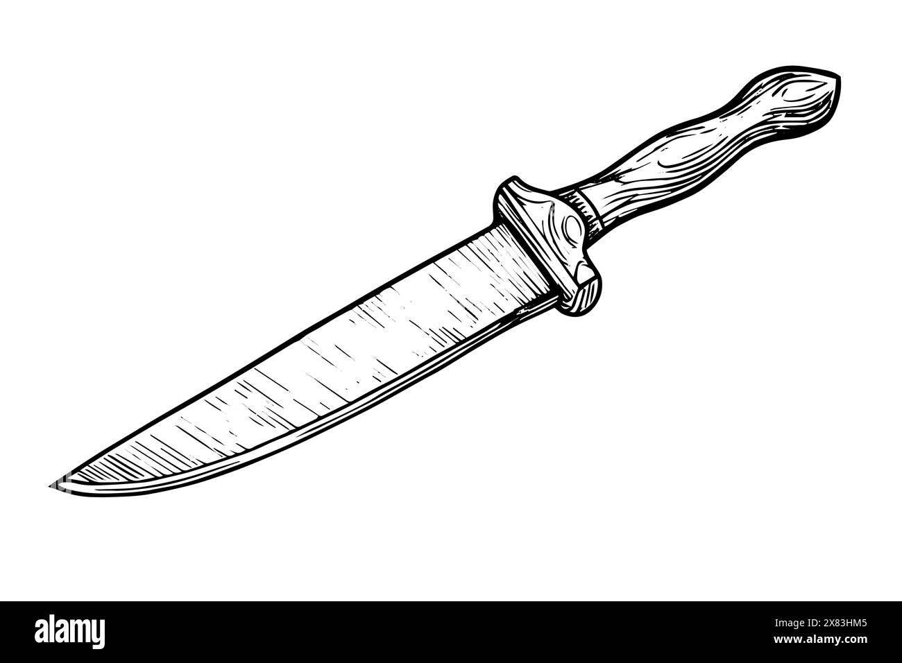 Vintage Dagger or Sword: Hand-Drawn Vector Illustration in Medieval ...