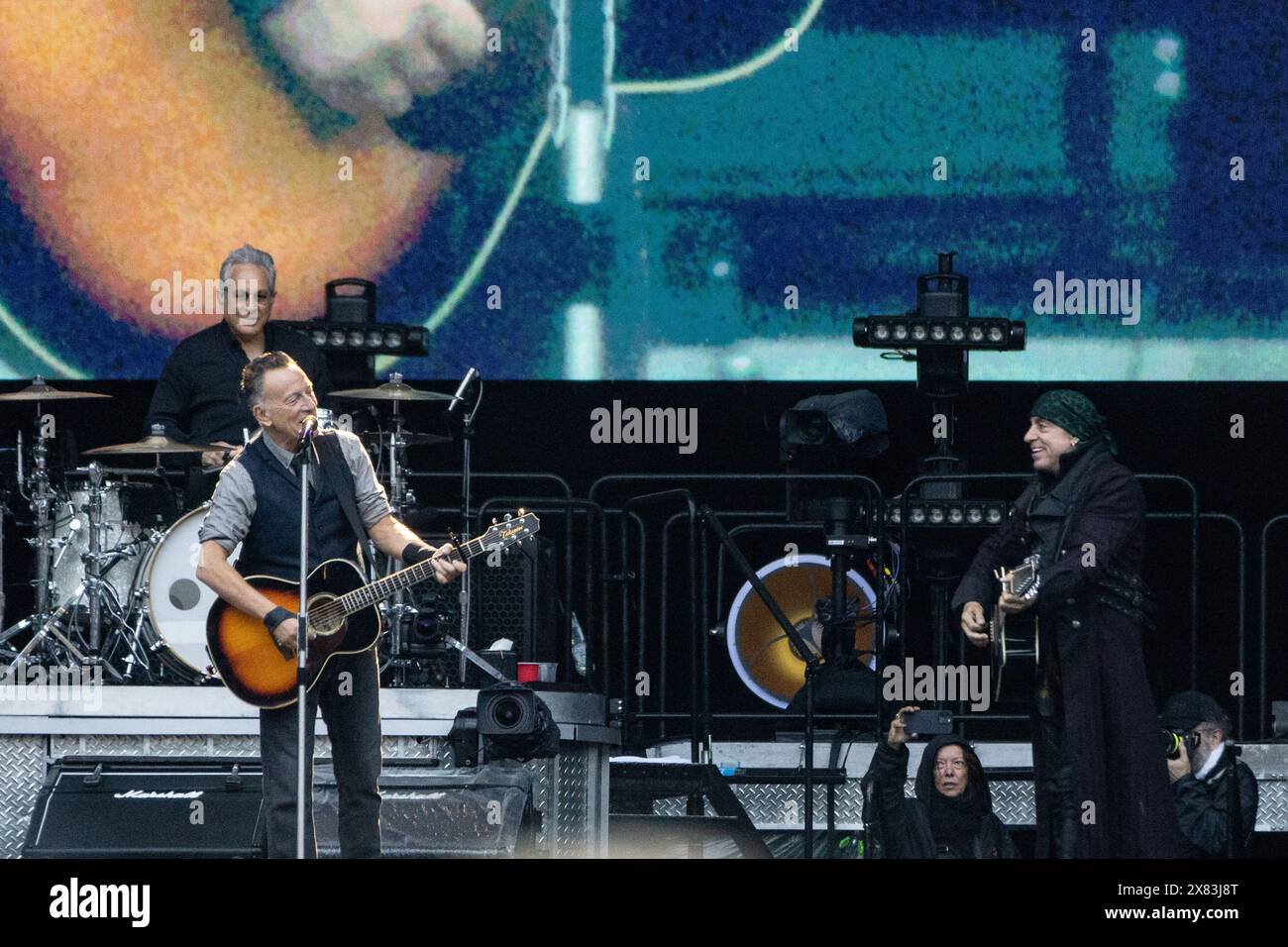 Sunderland, UK - Bruce Springsteen performs in the rain at the Stadium ...