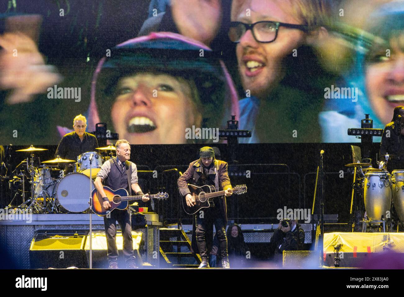 Sunderland, UK - Bruce Springsteen performs in the rain at the Stadium ...