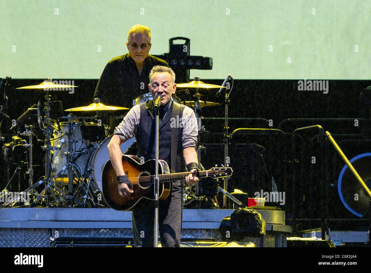 Sunderland, UK - Bruce Springsteen performs in the rain at the Stadium ...