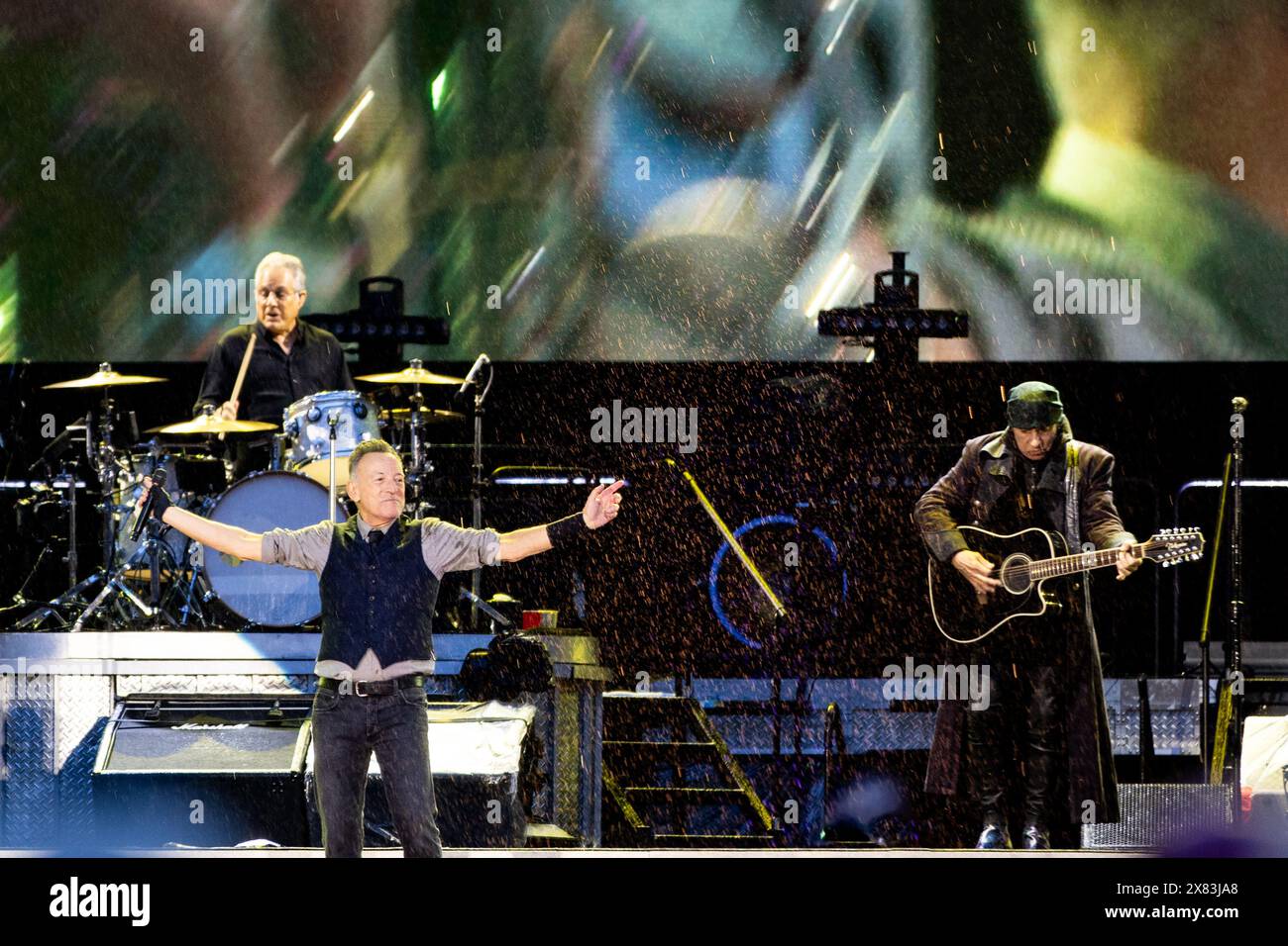 Sunderland, UK - Bruce Springsteen performs in the rain at the Stadium ...