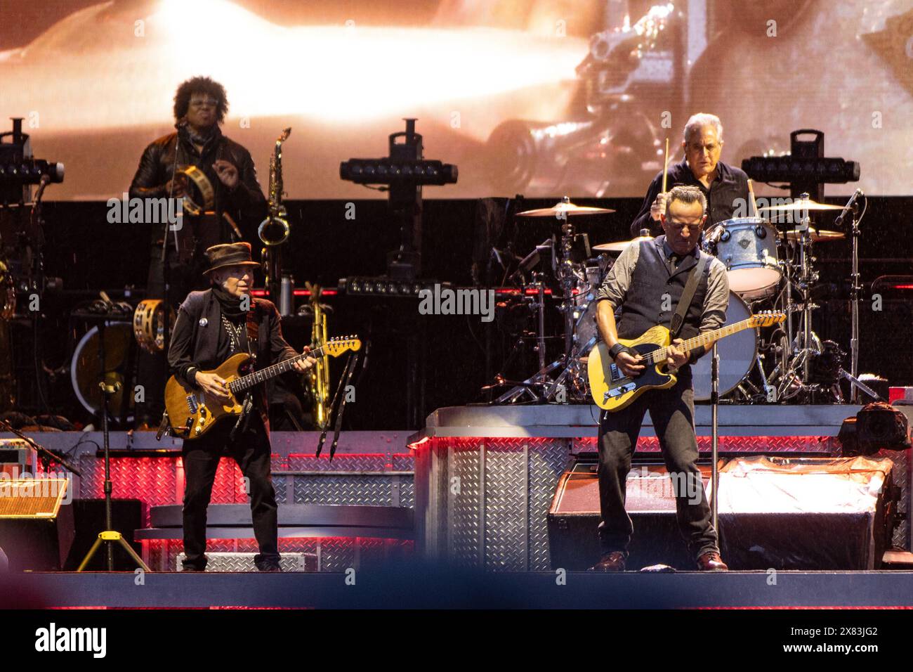 Sunderland, UK - Bruce Springsteen performs in the rain at the Stadium ...