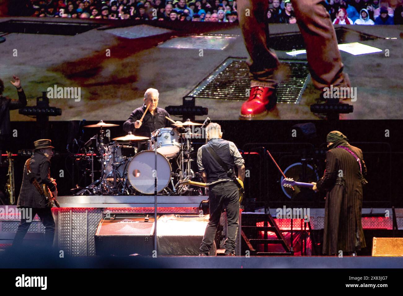 Sunderland, UK - Bruce Springsteen performs in the rain at the Stadium ...