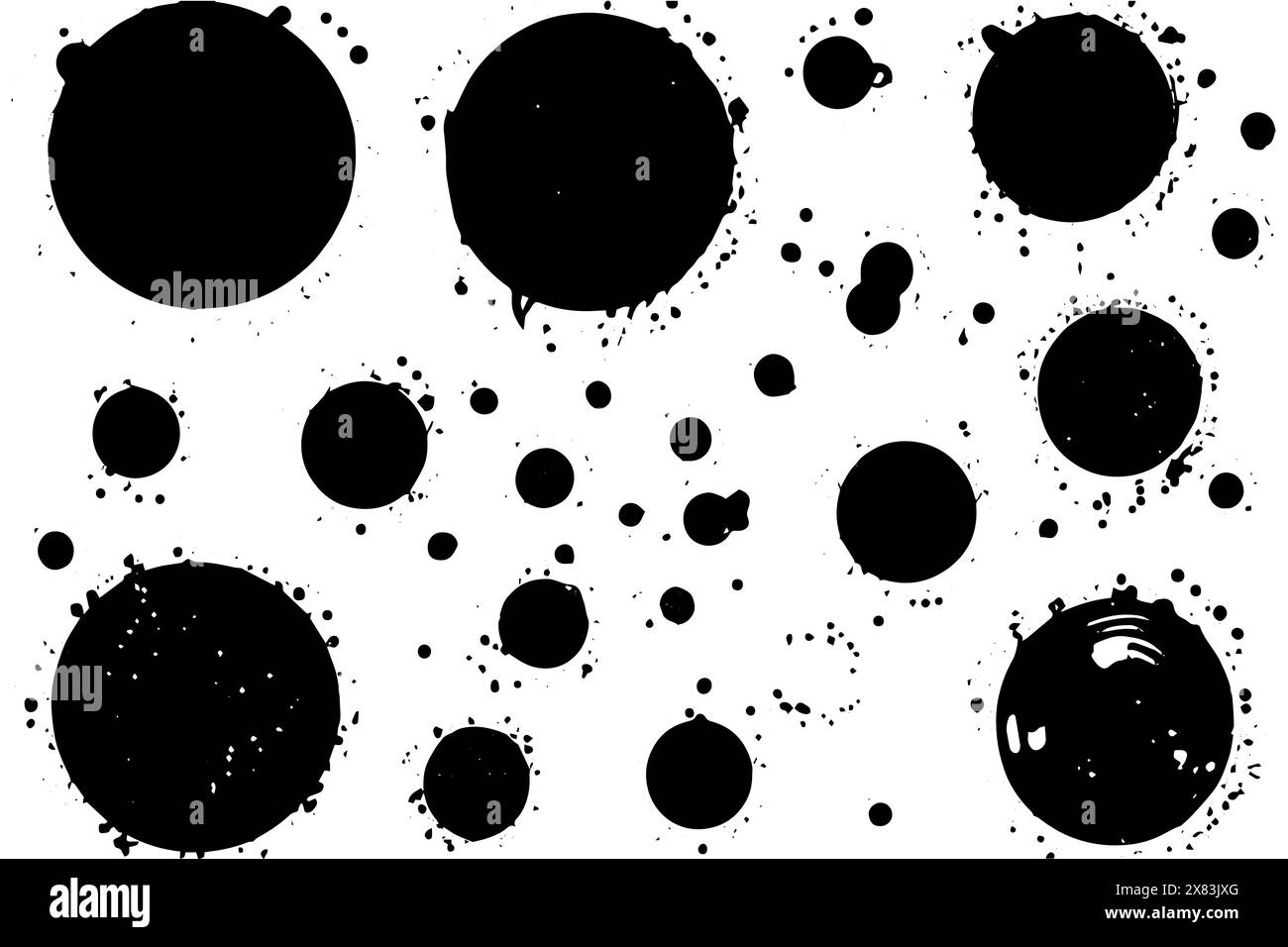 Ink Circle Vector Set: Grunge Texture and Abstract Elements in Round ...