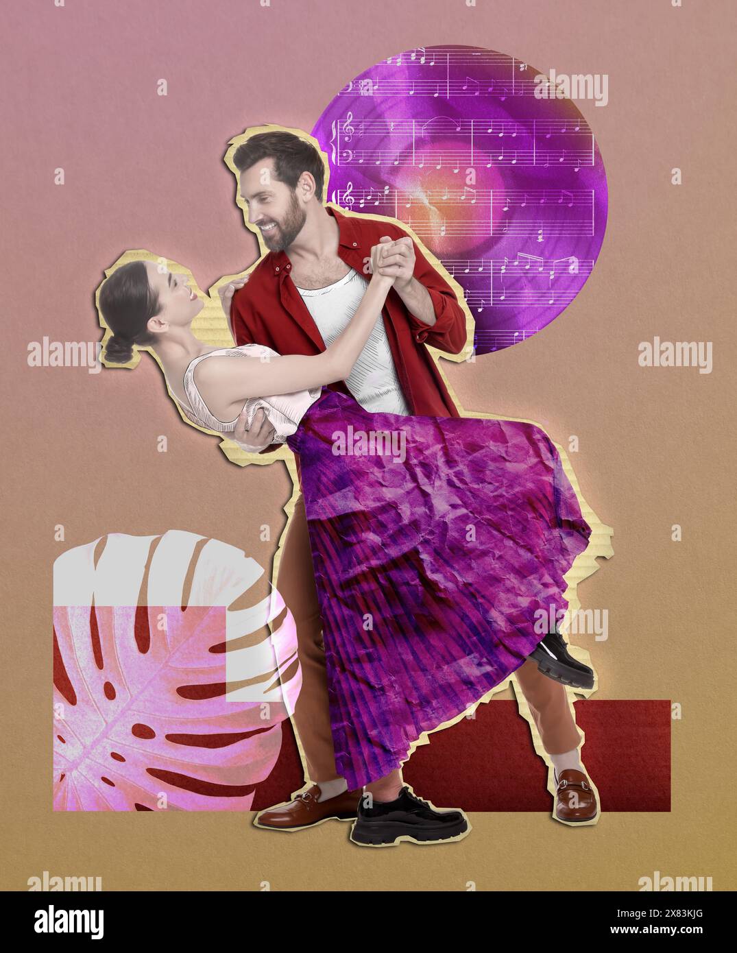 Lovely couple on date. Creative art collage Stock Photo - Alamy