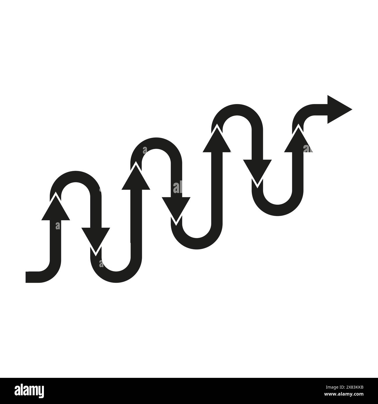 Winding arrows pattern. Black directional flow design. Vector ...
