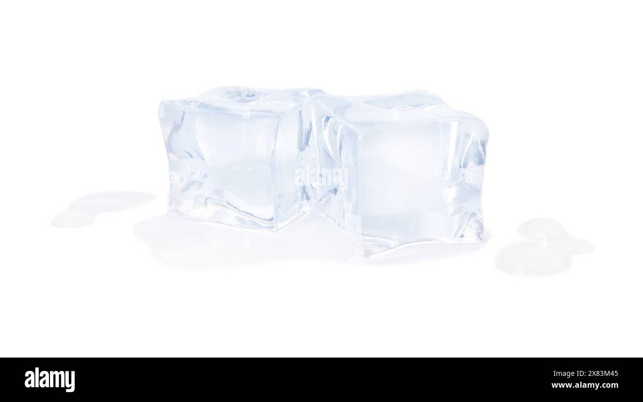 Two crystal clear ice cubes isolated on white Stock Photo - Alamy