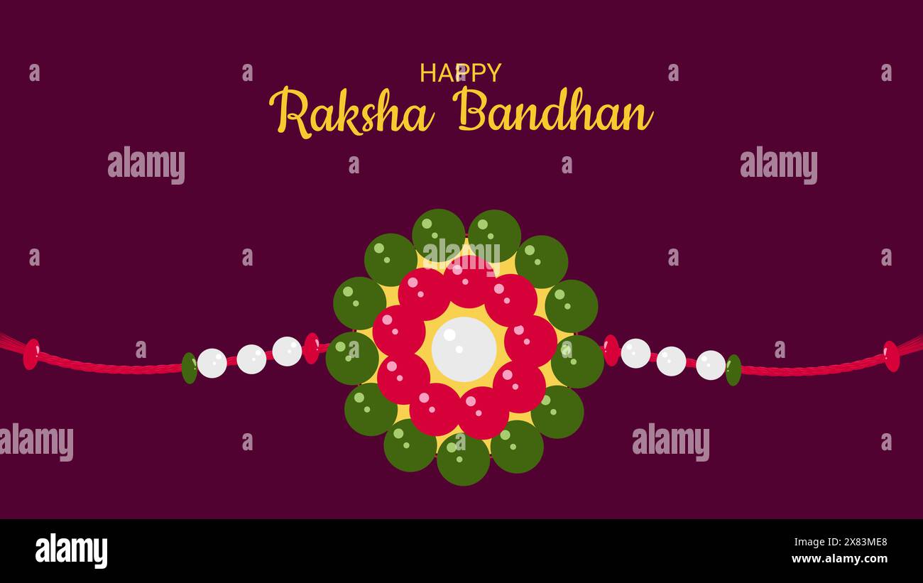 Happy Raksha Bandhan Indian Festival rakhi banner. Rakha on dark purple ...