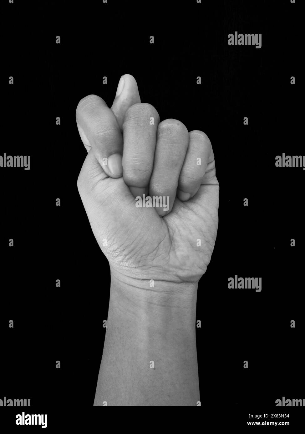 Fig Sign Hand Gesture, Black and White Photography Stock Photo - Alamy