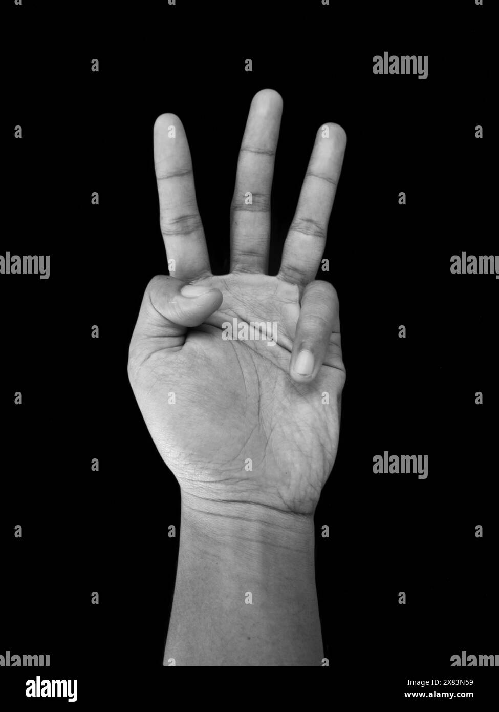 Number Three Hand Sign, Isolated on Black Background Stock Photo - Alamy