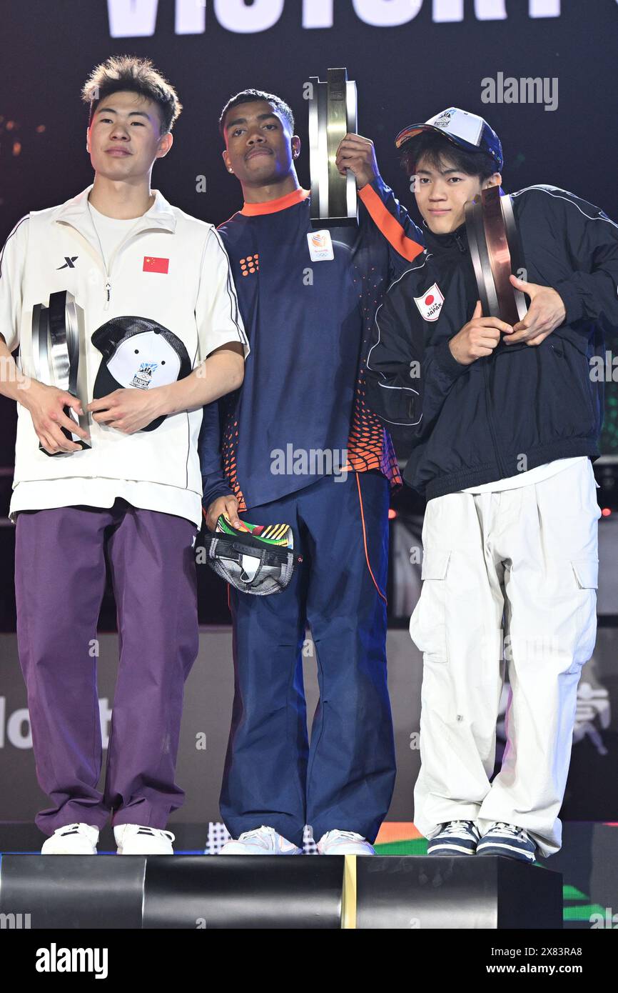 Shanghai, China. Credit: MATSUO. 19th May, 2024. (L-R) Lithe-ing (CHN), Lee (NED), Hiroto Ono ...