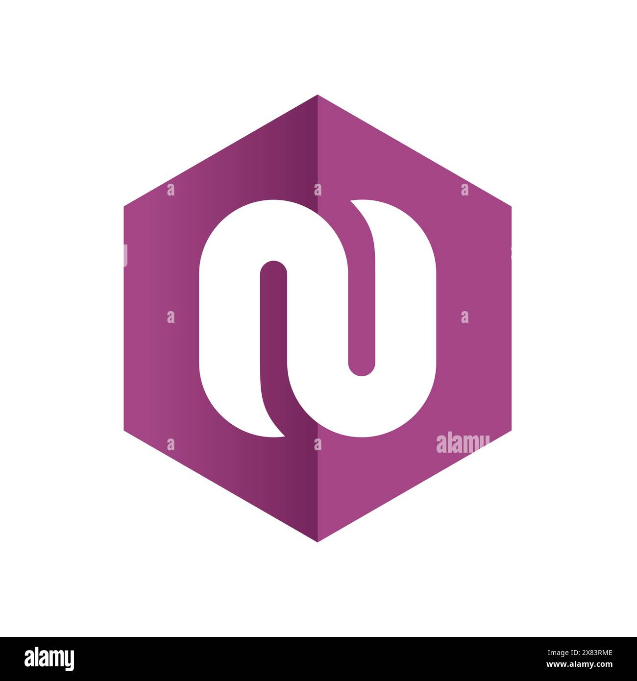 Letter N Symbols Combined With Purple Hexagon, Vector Illustration ...