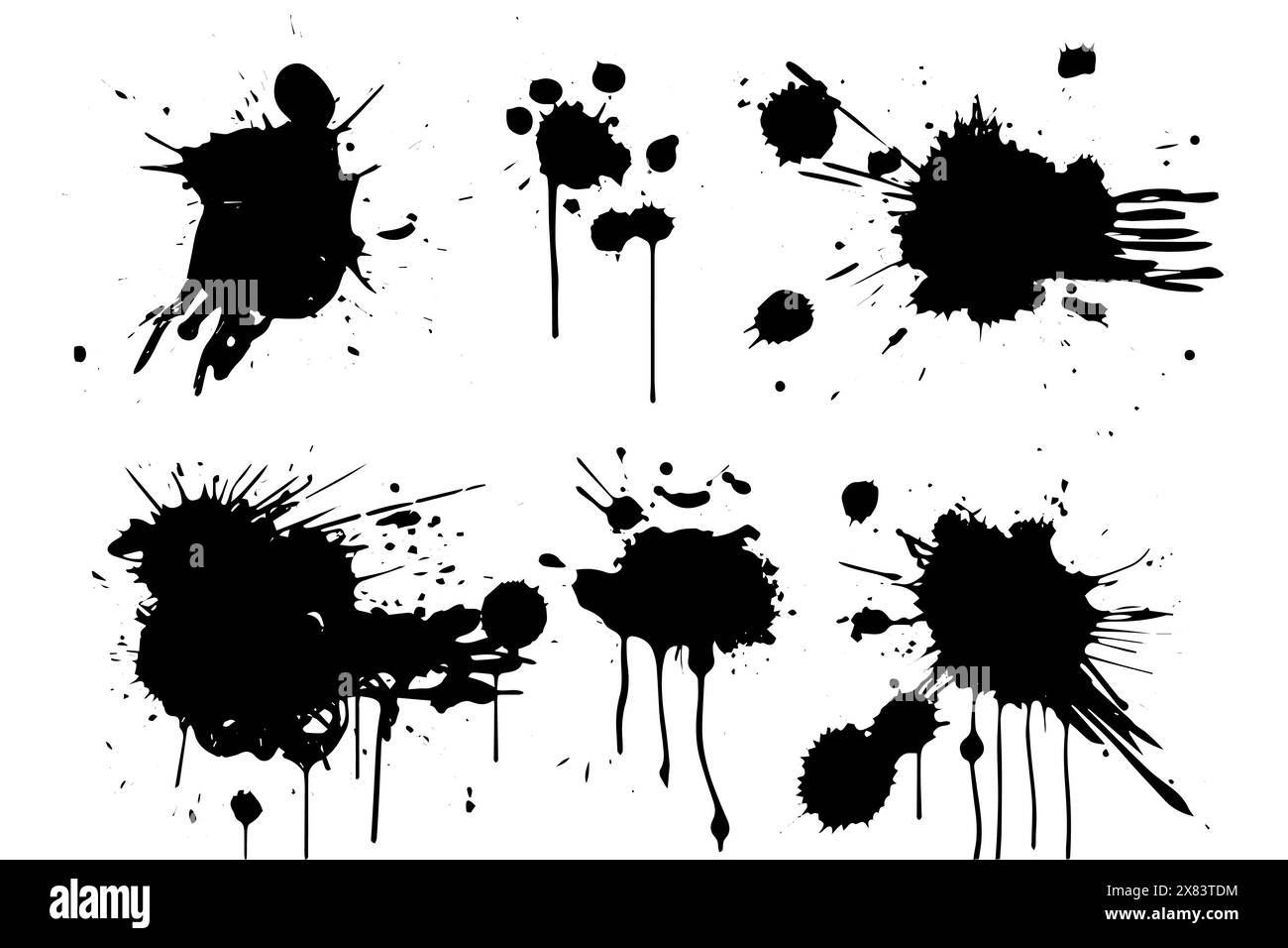 Abstract Ink Splatter Vector Set: Grungy Black and White Texture Stock ...
