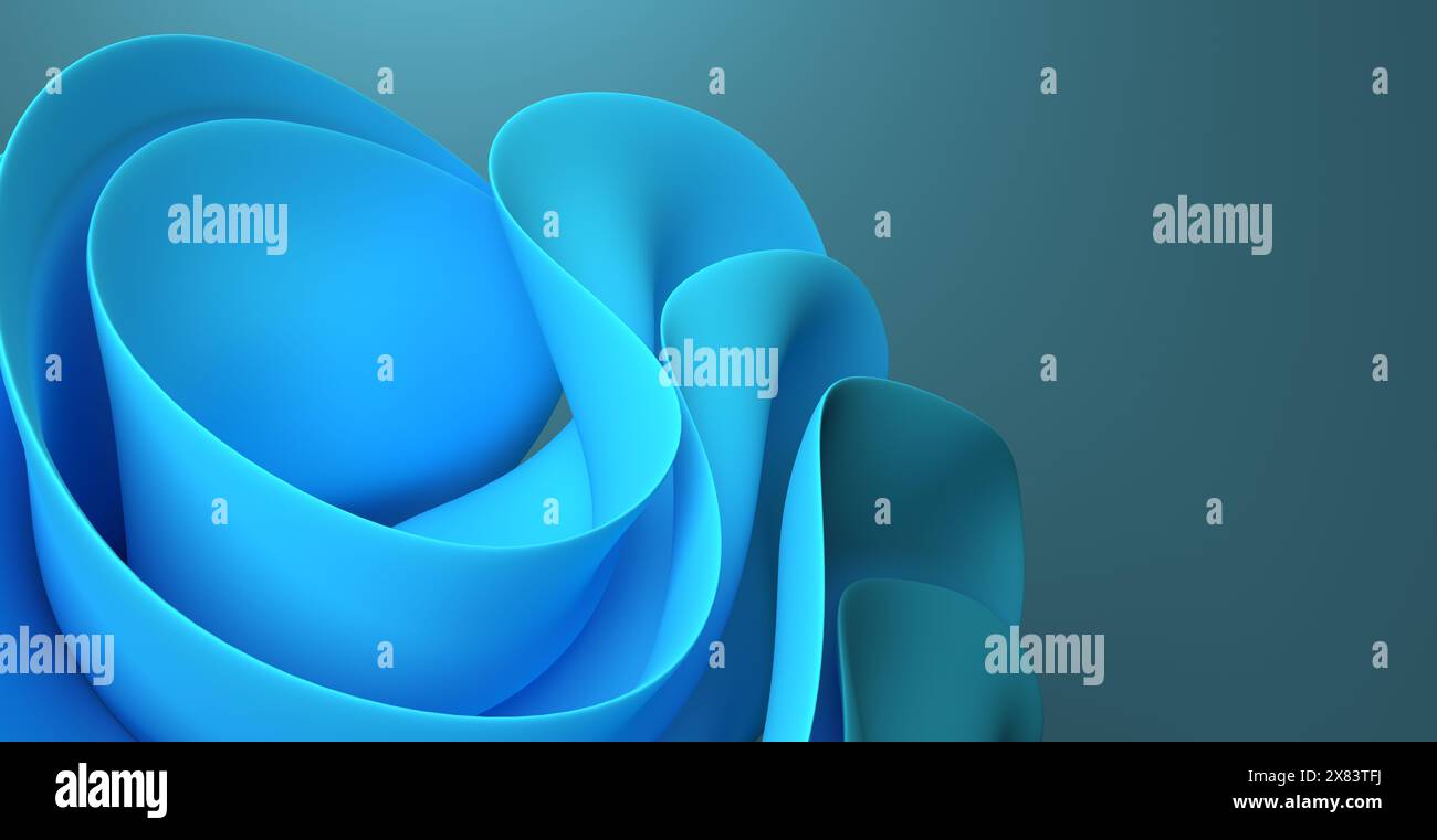 Abstract 3d background light blue wavy shape 3d rendering illustration ...