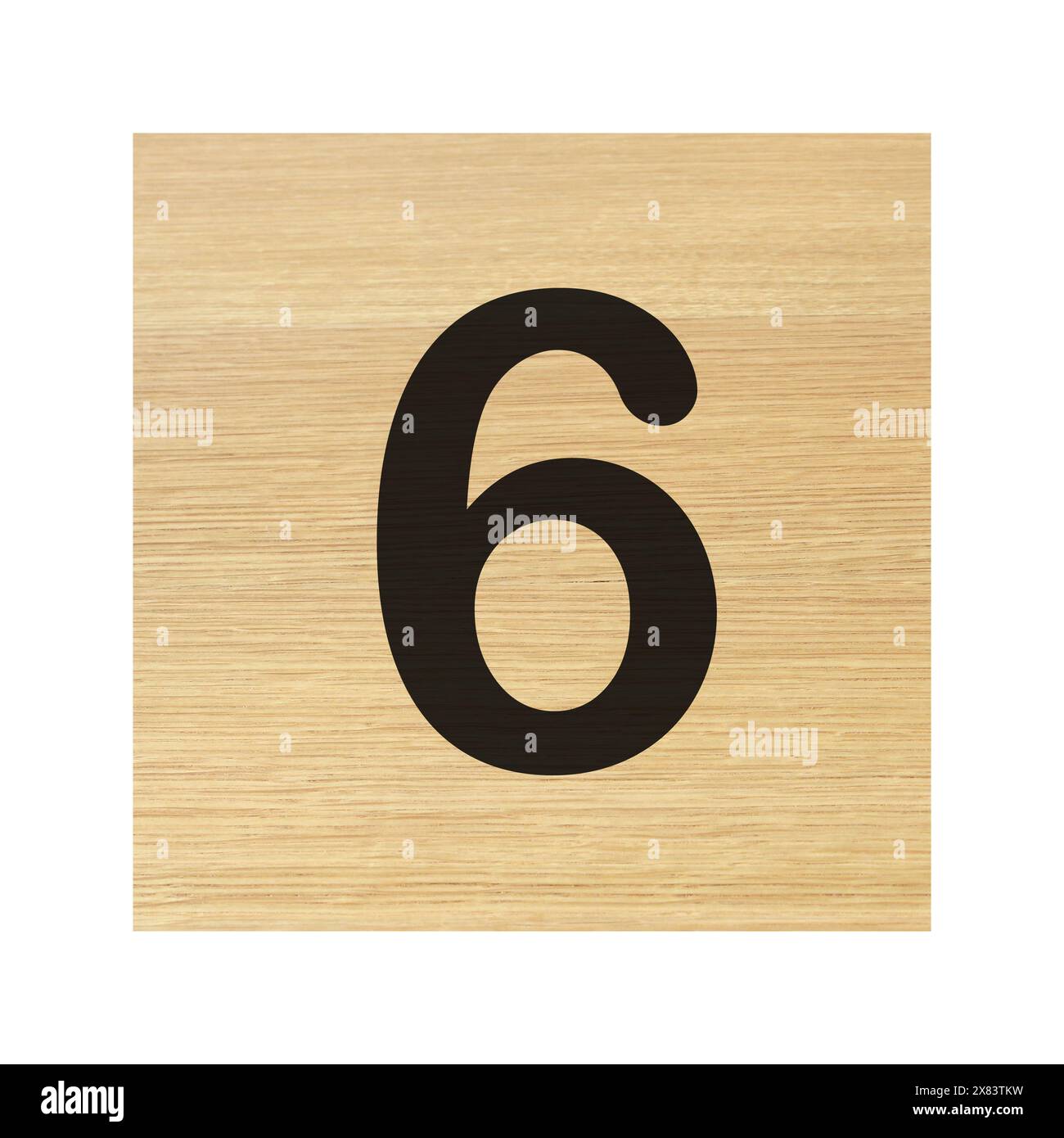Six 6 wood block with clipping path Stock Photo - Alamy
