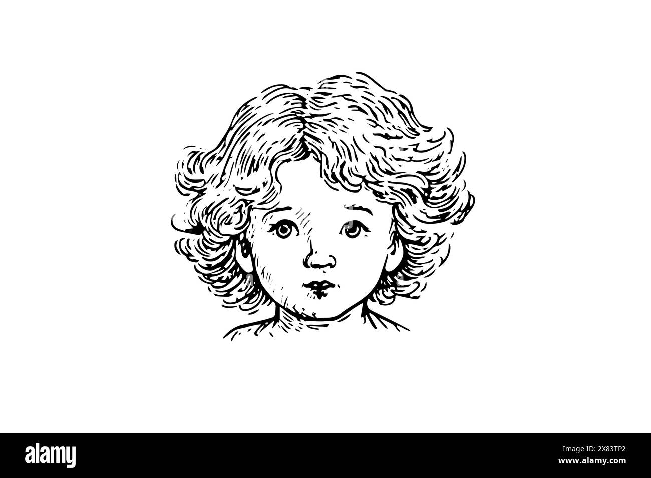 Vintage Style Illustration: Antique Boy Vector Sketch of Happy Child ...