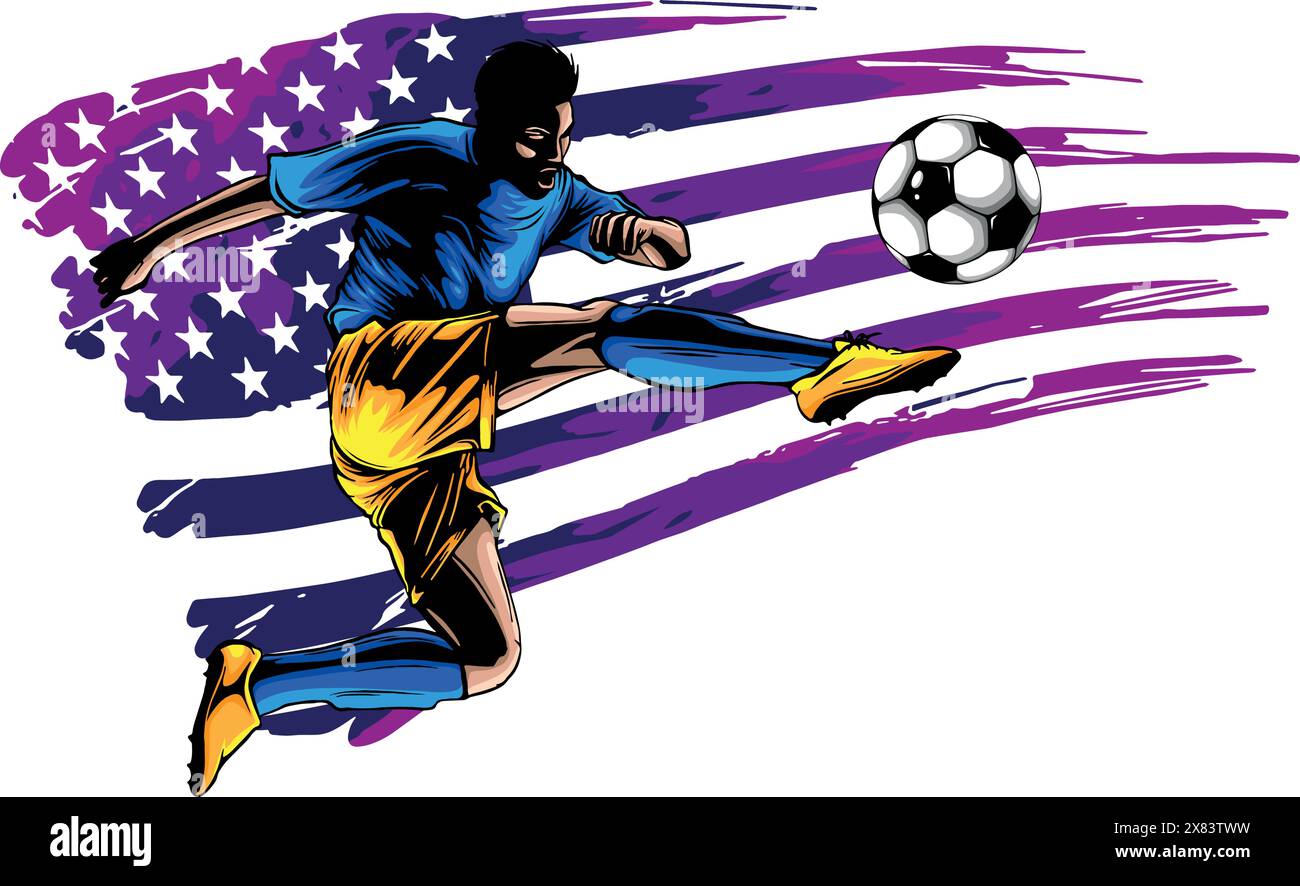 Soccer Player Kicking Ball Vector. Football Player Vector Illustration ...