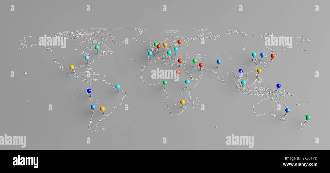 Simplified world map hi-res stock photography and images - Alamy