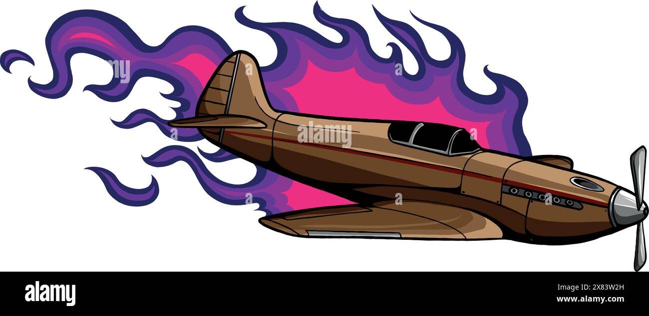 Vector illustration of old fighter plane design Stock Vector Image ...