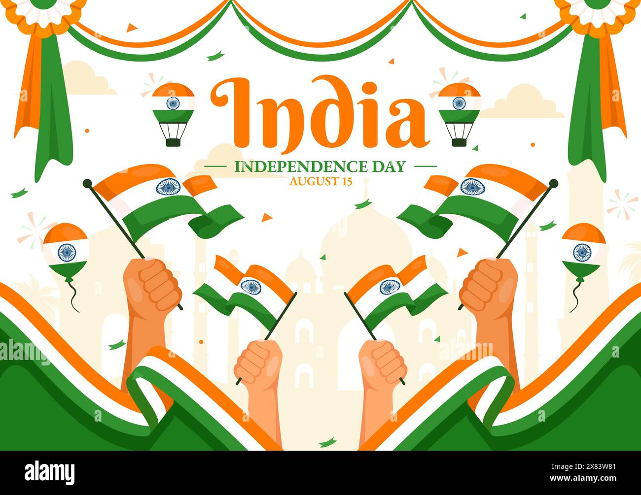 Happy Independence Day India Vector Illustration on 15th August with ...