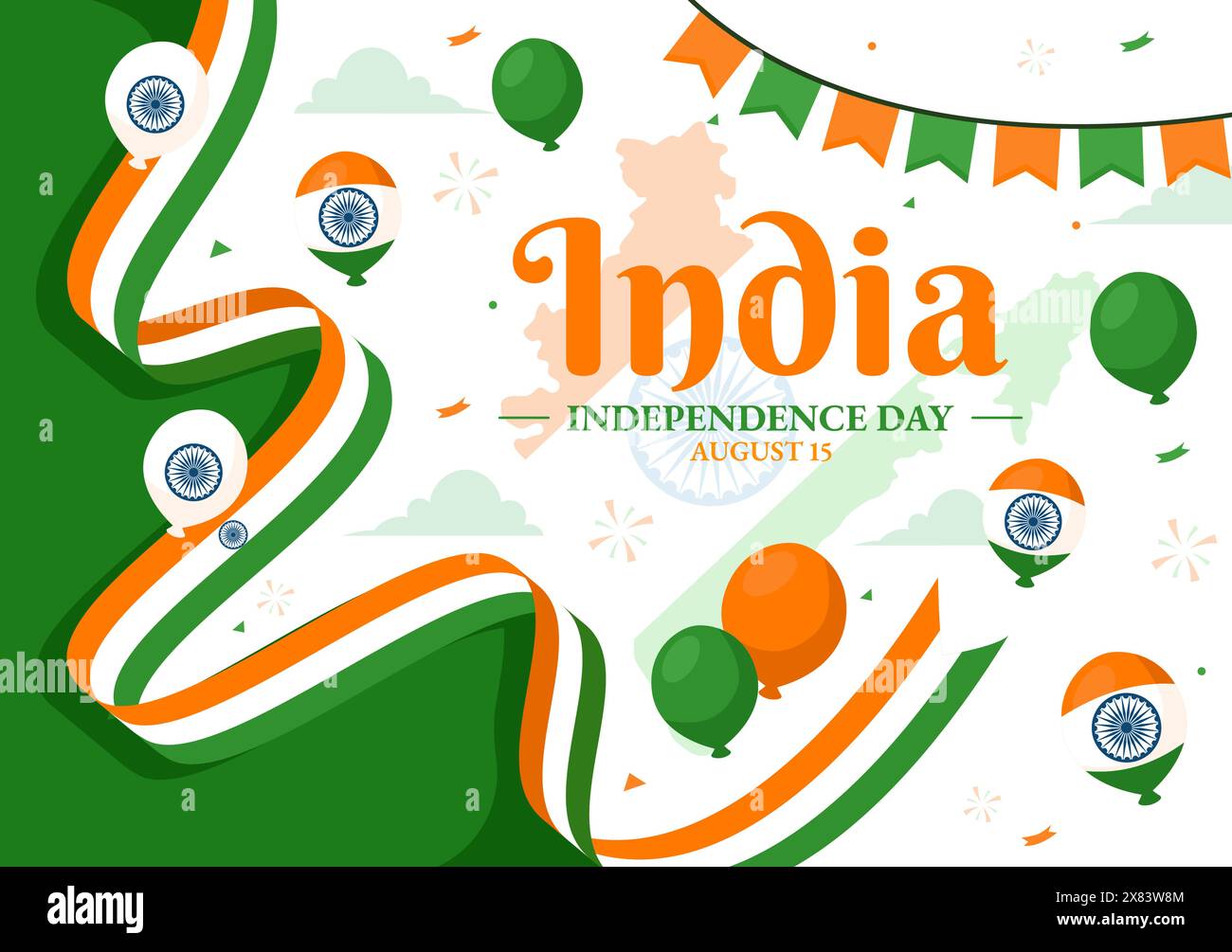 Happy Independence Day India Vector Illustration on 15th August with ...