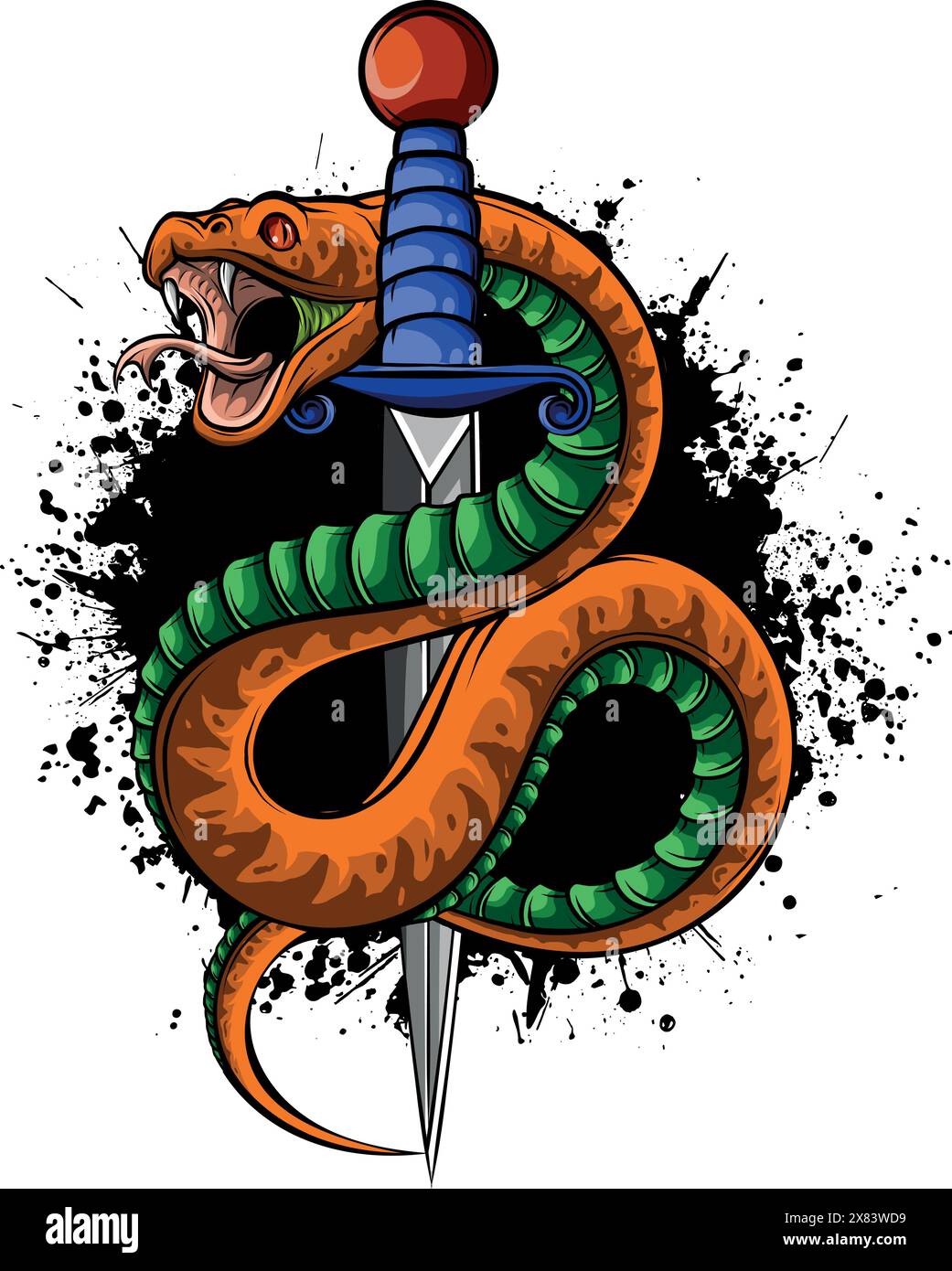 Colorful hand drawn vector illustration of snake Stock Vector Image ...