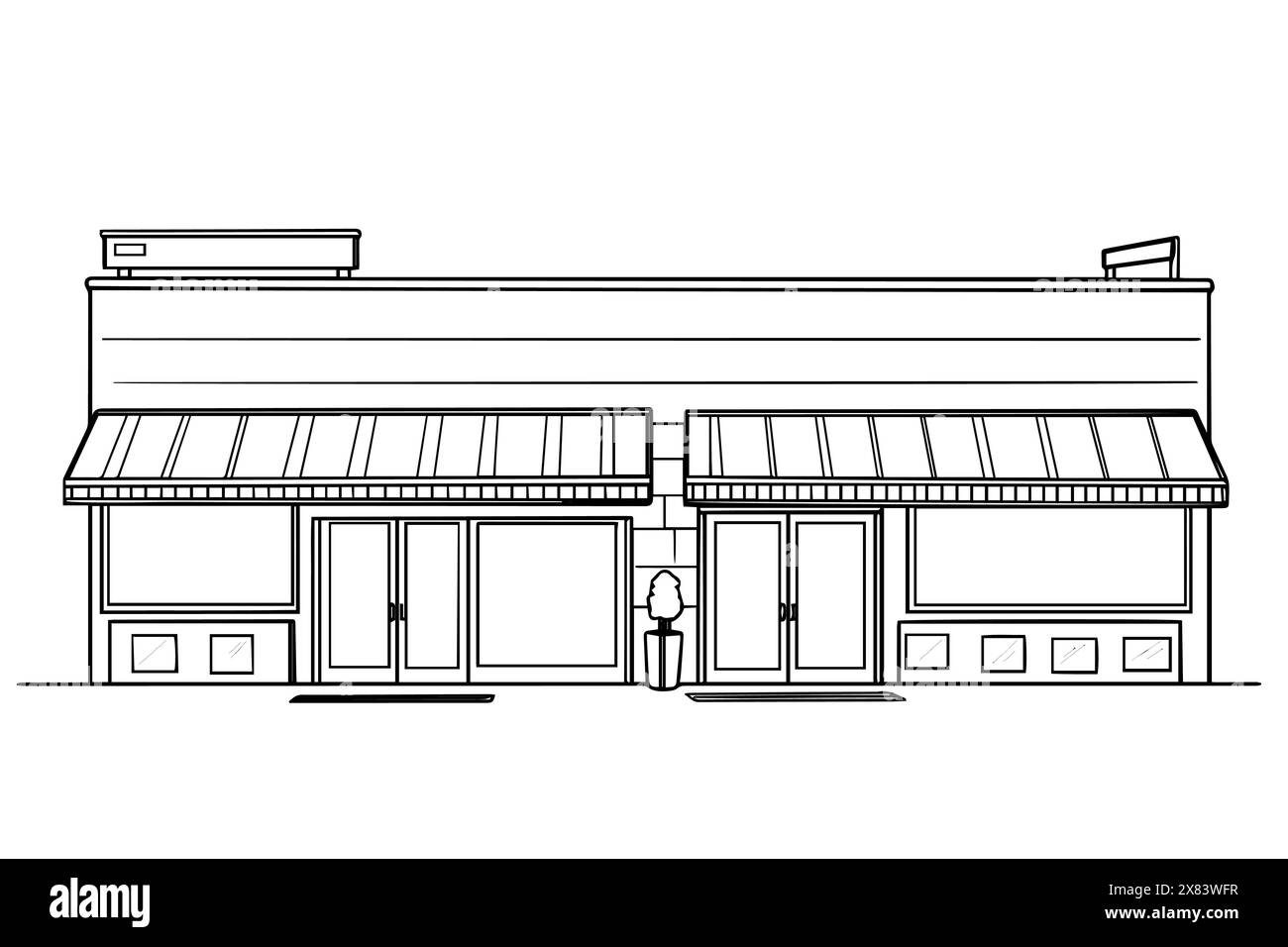 Storefront line design. Hand drawn shop line art vector illustration ...