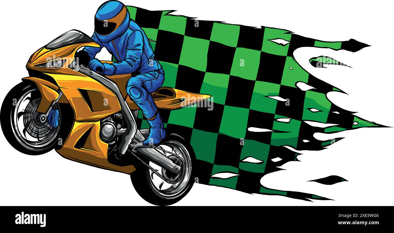 sportbike racer riding fast vector illustration design Stock Vector ...