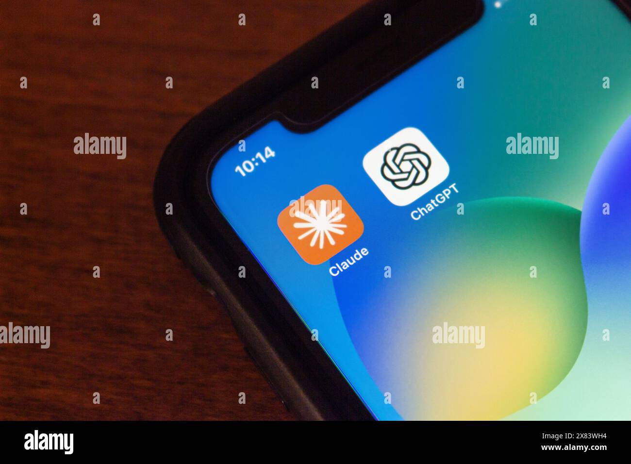 Vancouver, CANADA - May 20 2024 : Claude by Anthropic and ChatGPT (OpenAI) app icons seen in an ...