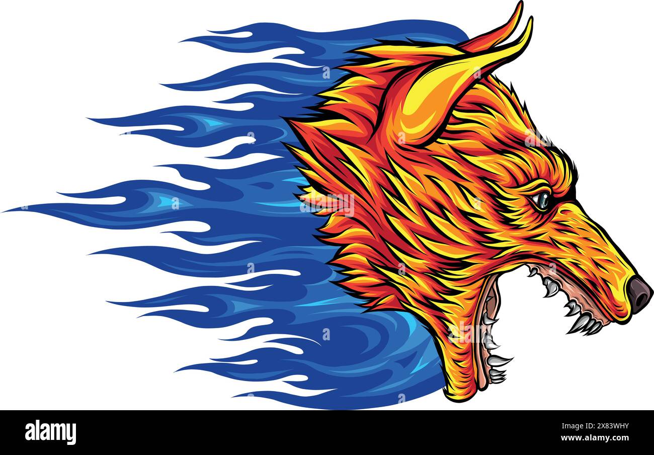colored wolf head mascotn vector illustration design Stock Vector Image ...