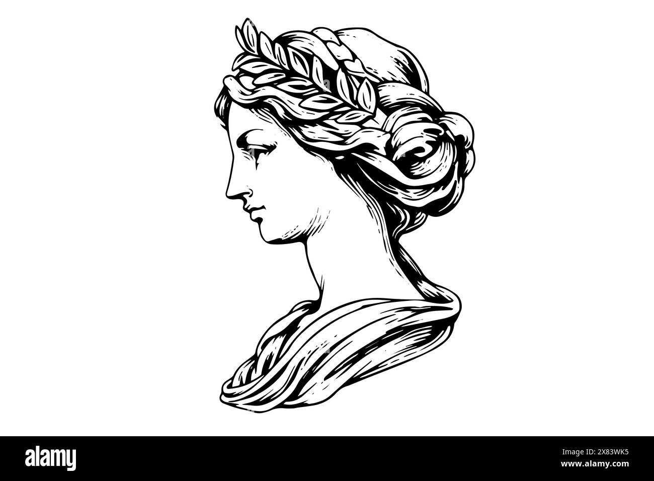 Aphrodite head hand drawn ink sketch. Engraved style vector ...