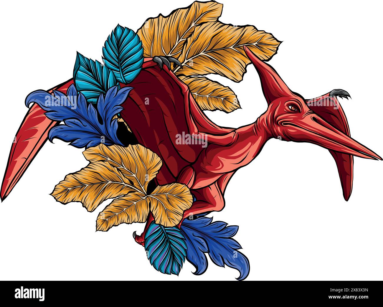 Vector illustration of a Pteranodon flying dinosaur Stock Vector Image ...