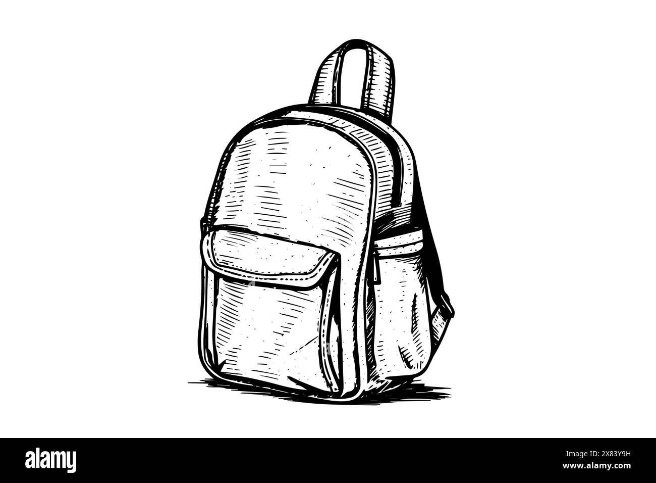 Backpack hand drawn ink sketch. Engraved retro style vector ...