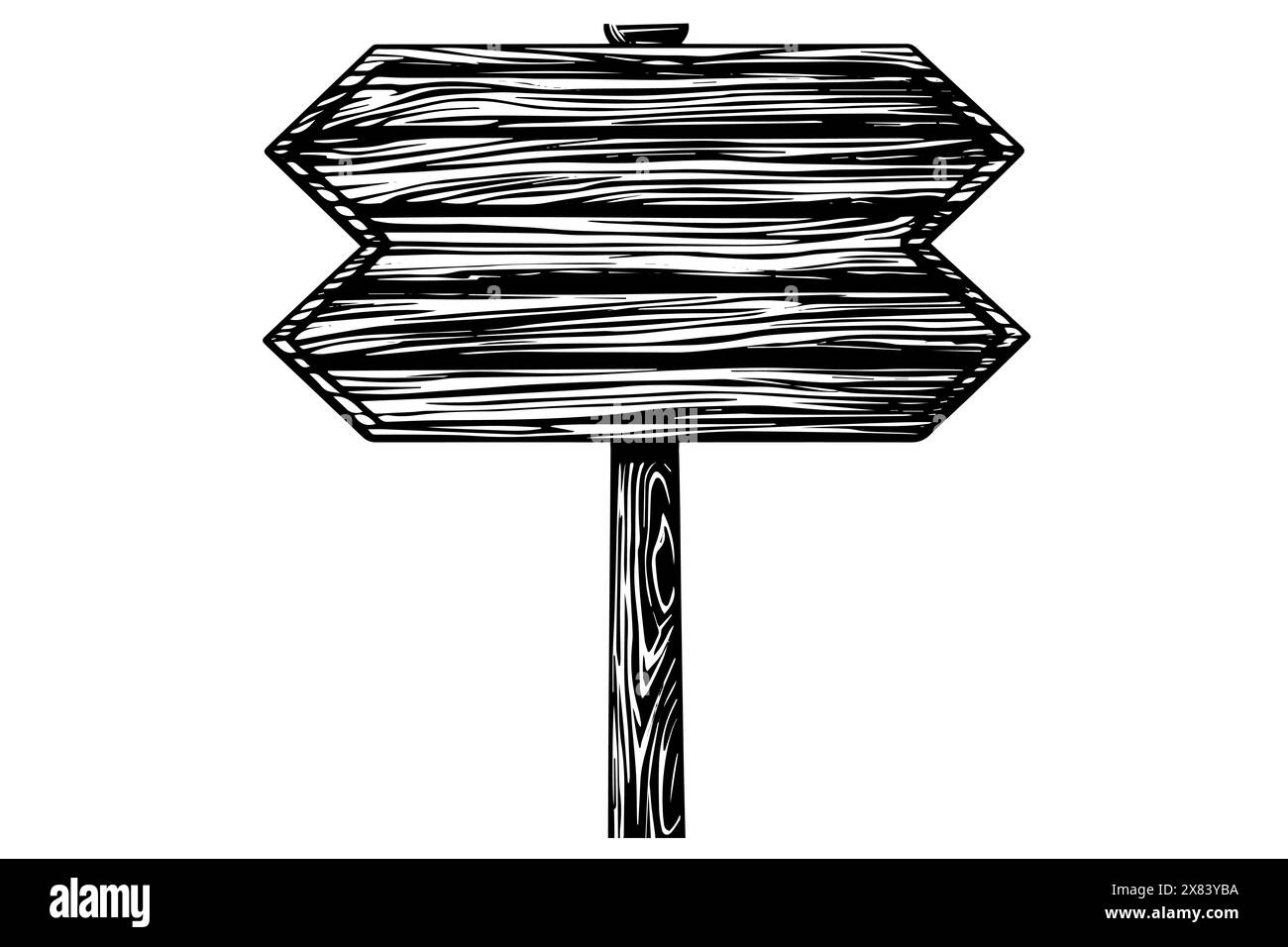 Retro wooden signpost sketch in engraved style on white background ...