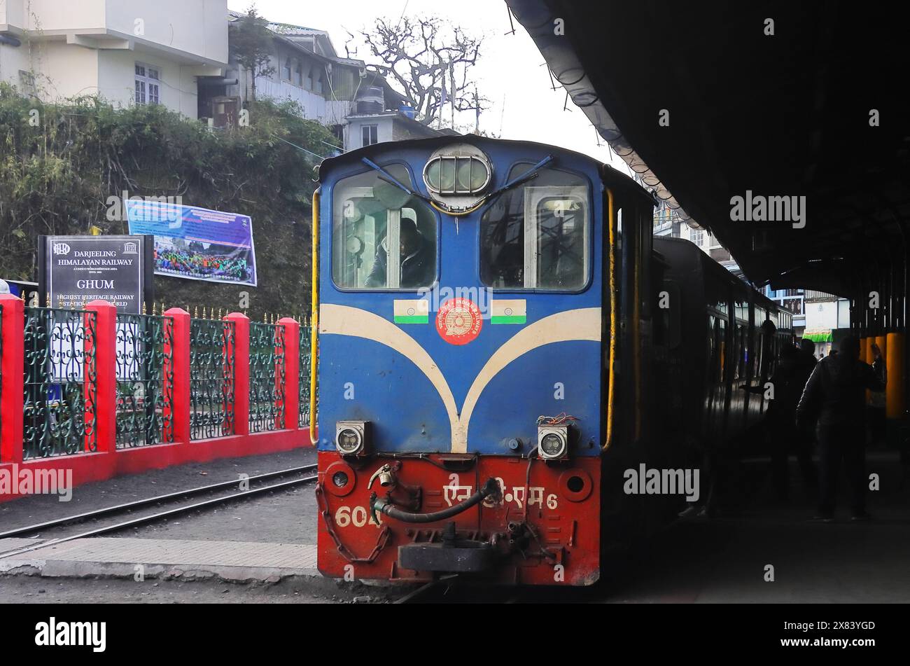 Darjeeling, West Bengal, India - 14th February 2022: Ghum railway station, one of the highest ...