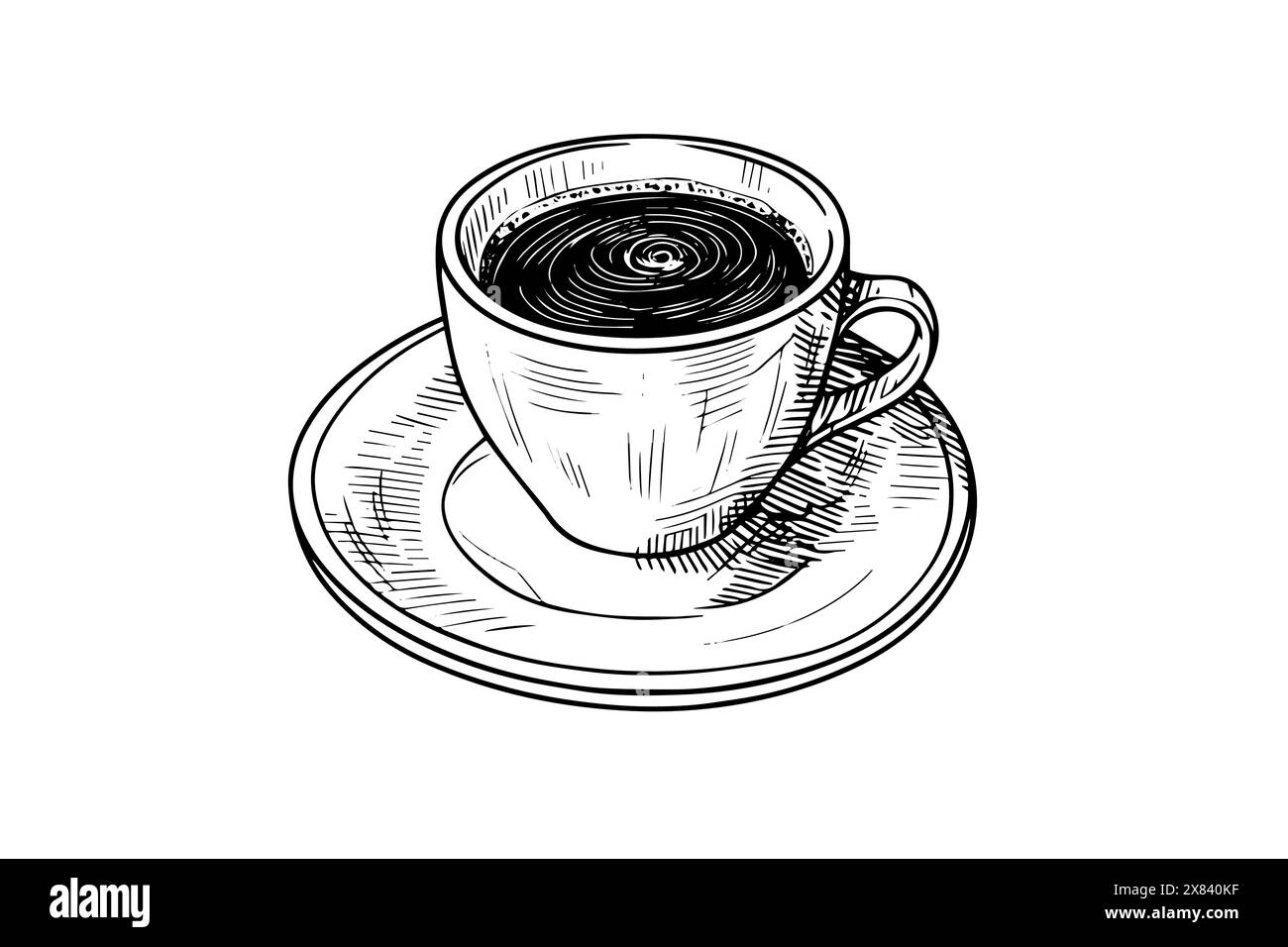 Coffee Cup Vintage Woodcut Sketch: Hand-Drawn Vector Illustration of ...