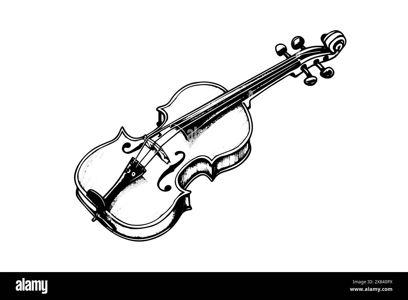 Violin or guitar hand drawn ink sketch. Engraved style vector ...