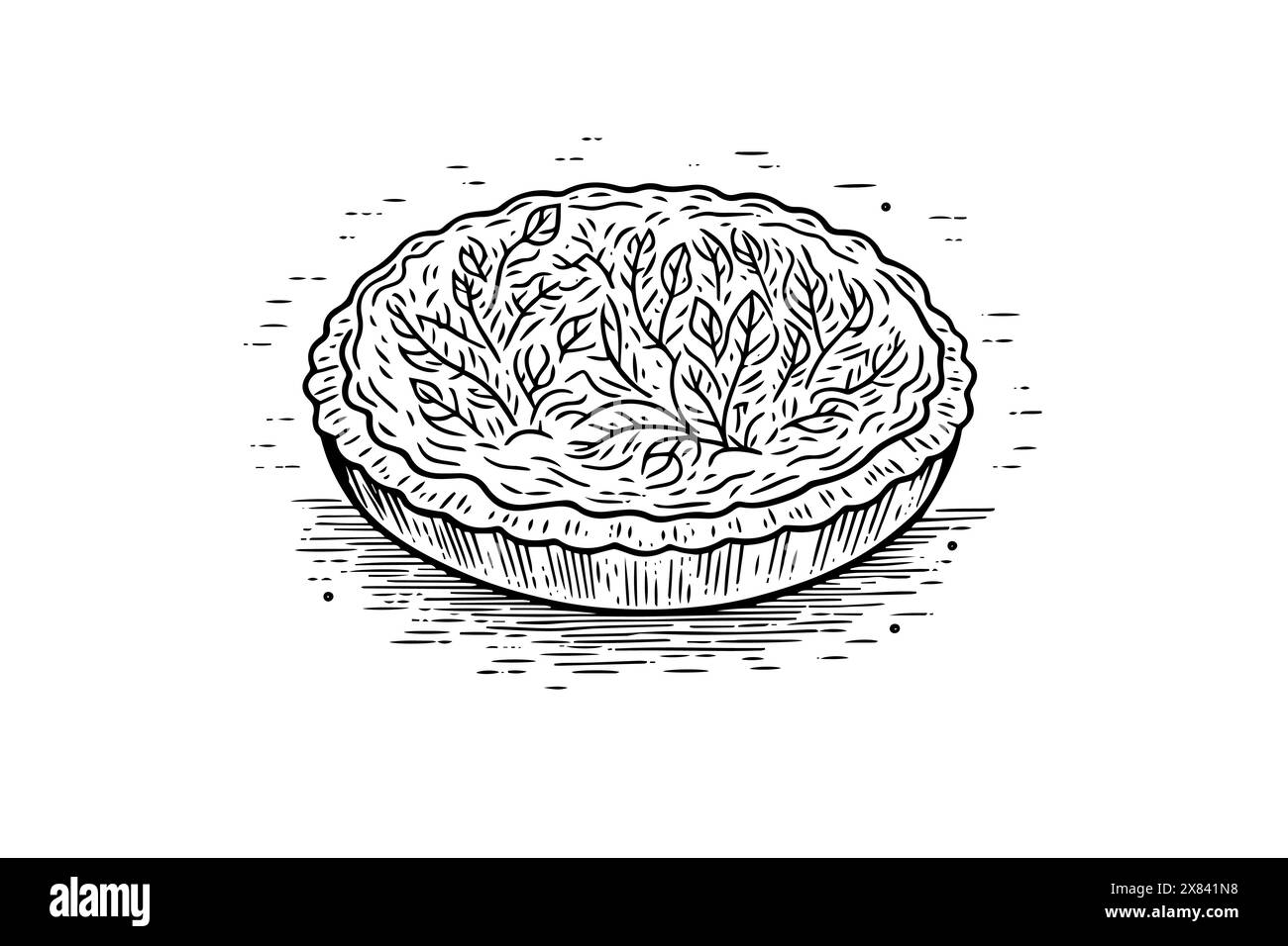 Vintage Pie Sketch: Engraved Apple Tart Illustration, Retro Dessert ...