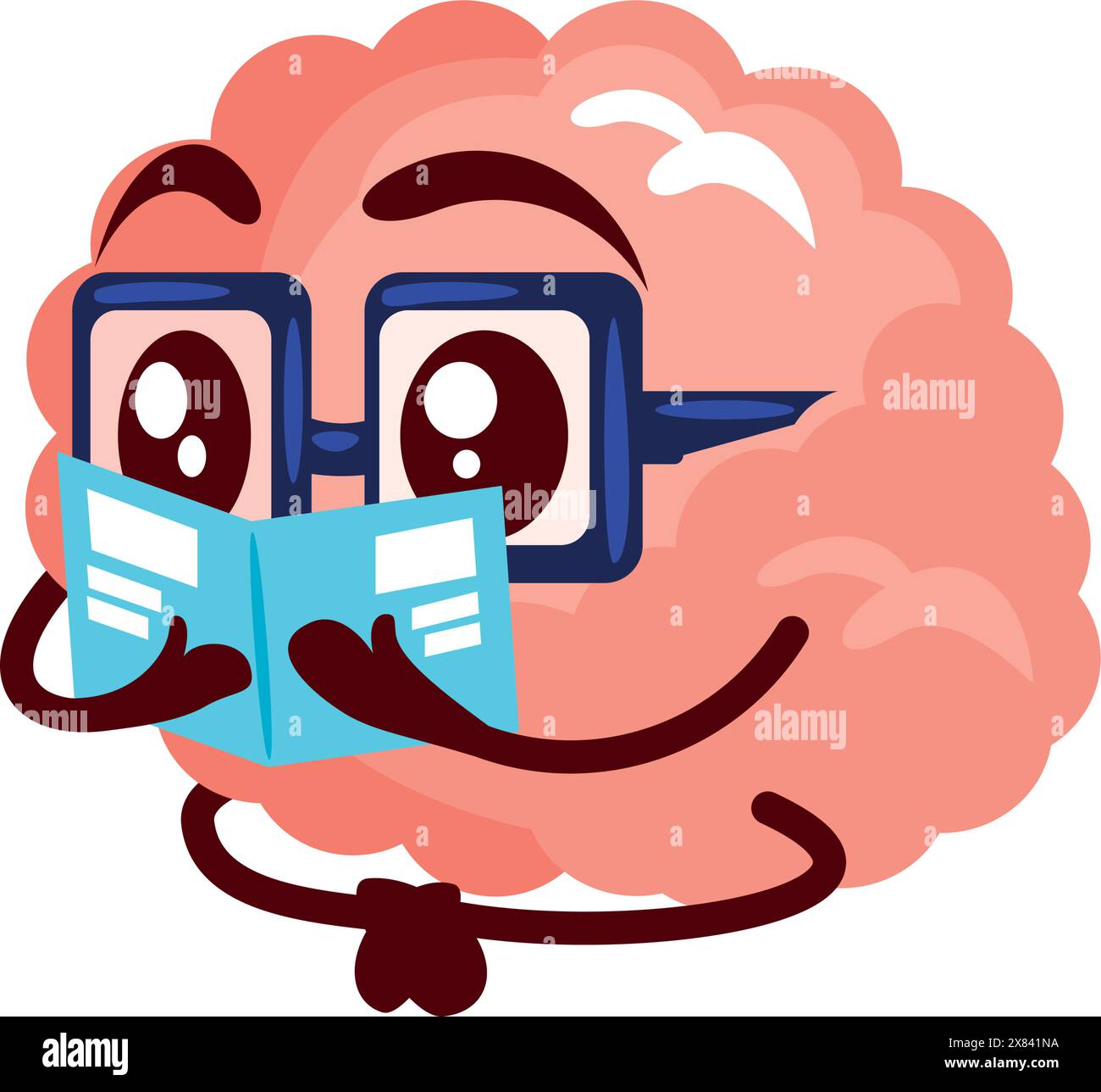 cartoon brain reading a book Stock Vector Image & Art - Alamy